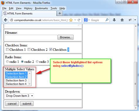 selenium by arun 402 using selectbyindex command to