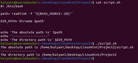 get the absolute path of a script in bash