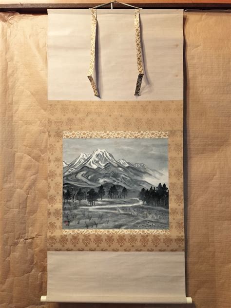 【やや傷や汚れあり】[真作] 長谷川朝風 掛軸 共箱 「妙高嶽暮雪」 肉筆 紙本 日本画家 山水図 岐阜の人 師 安田靫彦の落札情報詳細