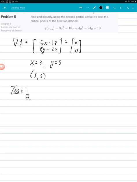 solved find and classify using the second partial derivative test the