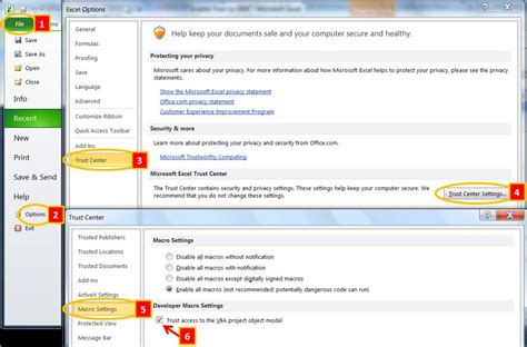 trust access to the vba project object model spreadsheet 1