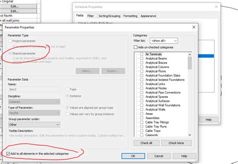 combined parameters in schedules limited to available fields