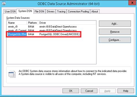 how to setup postgresql database to reverse engineer using erwin r9 8