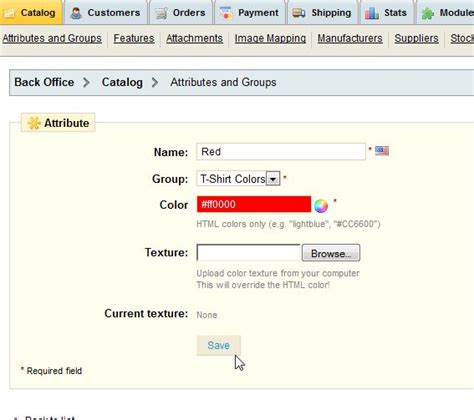 creating product attributes and attribute groups in prestashop web