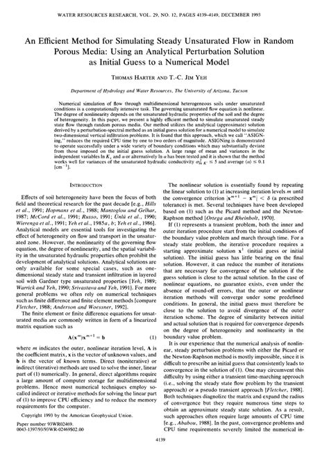 Pdf An Efficient Method For Simulating Steady Unsaturated Flow In