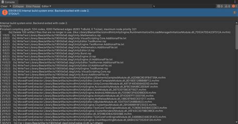 sw정리 unity internal build system error backend exited with code 2