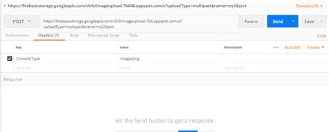 php how to upload objects to firebase storage using postman for