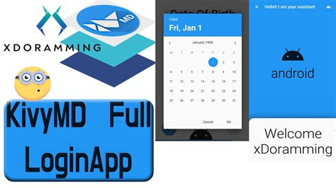 kivymd login system and data storage python project full app from