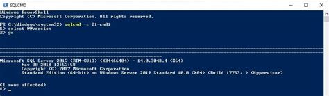 sql server check version with powershell
