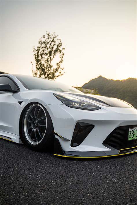 Hacker Narrow Body Front Bumper Canards For Tesla Model 3 Robot Craftsman