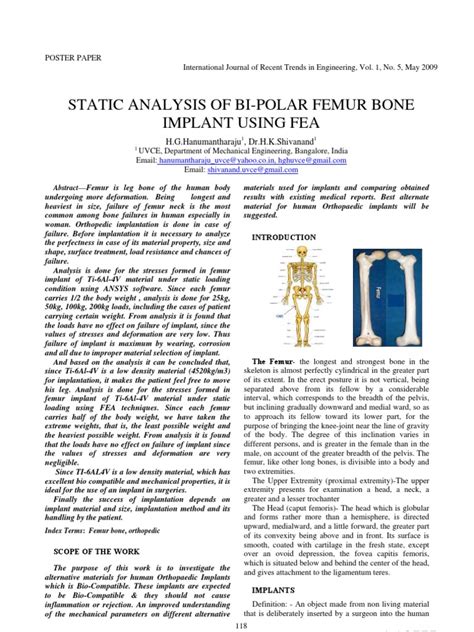 Static Analysis Of Bi Polar Femur Bone Implant Using Fea H G