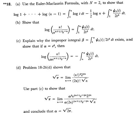 real analysis euler maclaurin formula and stirling s approximation spivak calculus problem 27