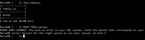 mariadb error número 1064 42000 en mysql stack overflow en español