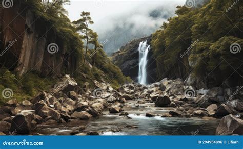 Waterfall Wonders Hidden Cascades In The Lush Rainforest Backdrop Stock