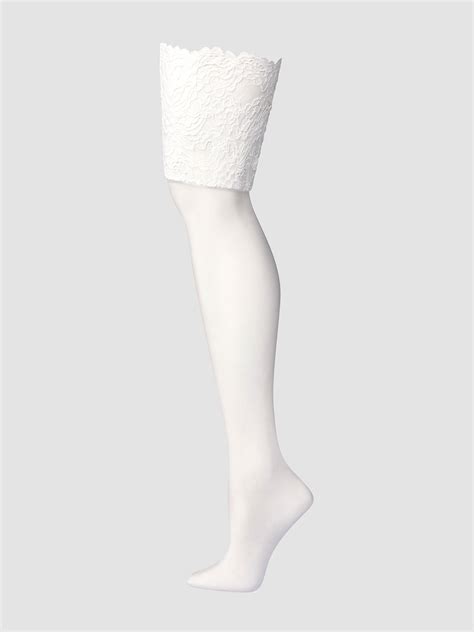 Romantic Corded Lace Thigh High Stockings In White Savage X Fenty Uk