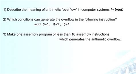 solved 1 describe the meaning of arithmetic overflow in