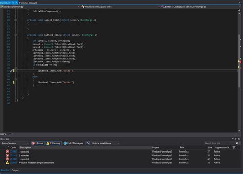 c error cs1513 } expected technopat sosyal