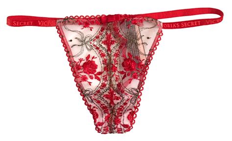 Victorias Secret Very Sexy Red Rose And Bows Metallic V String Size S