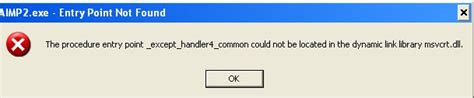the procedure entry point except handler4 common could not be located