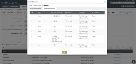 how to get acl for folders and subfolders using powershell admanagerplus