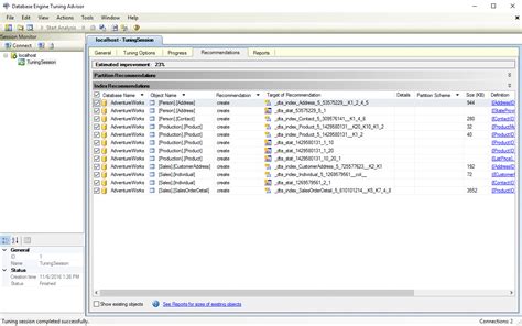 columnstore index recommendations database engine tuning advisor dta