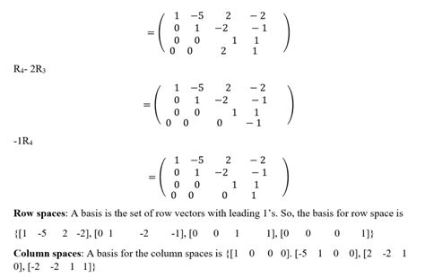 what are the row spaces column spaces and null spaces in linear