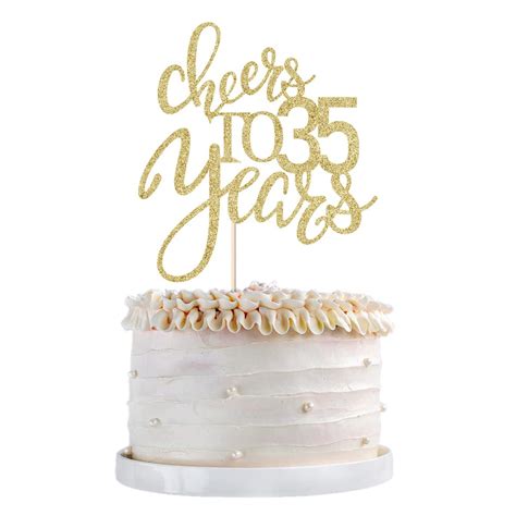 Buy Qertesl Gold Glitter Cheers To 35 Years Cake Topper Happy 35th