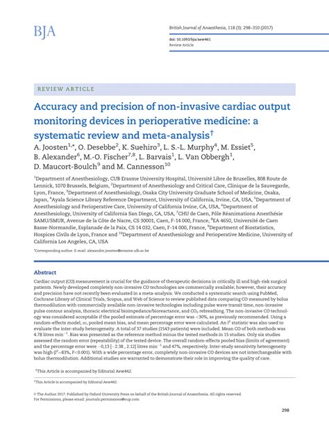 Pdf Accuracy And Precision Of Non Invasive Cardiac Output Monitoring