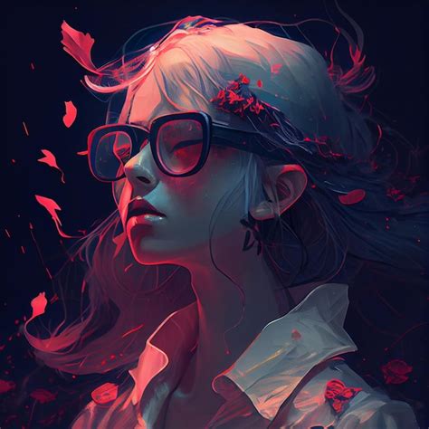 Premium Ai Image Anime Inspired Digital Art Of A Woman With Glasses