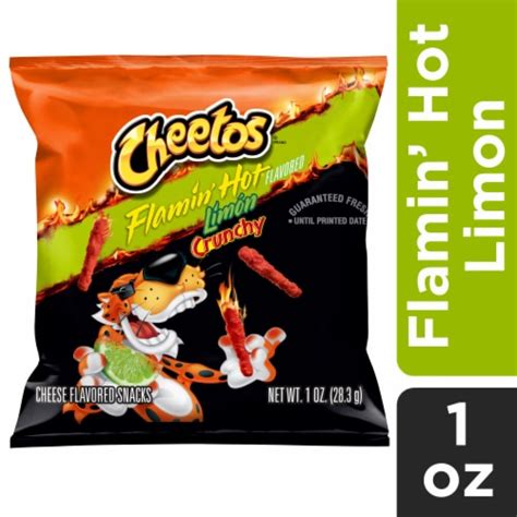 Cheetos Crunchy Cheese Flavored Snacks Flamin Hot Limon Flavored 1 Oz