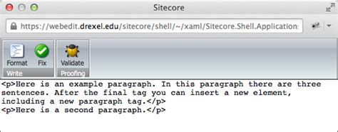 paragraphs sitecore cms support drexel university
