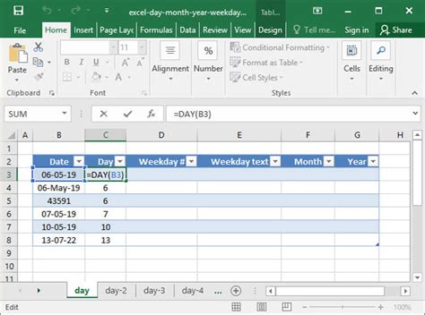 day month year and weekday in excel deskbright