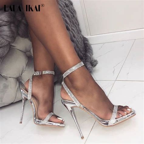 Buy Lala Ikai Sandals Women High Heels Crystal Summer Thin Heels 11cm