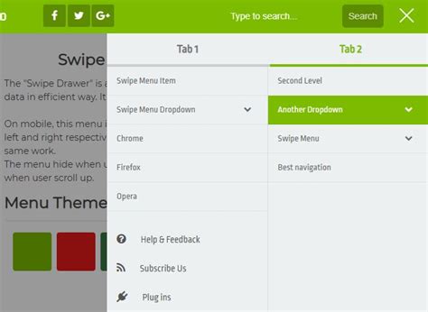 simple jquery and jquery mobile based slide menu plugin