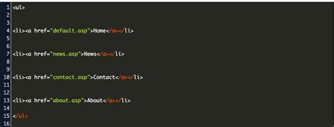 navigation bar in html code horizontal code example