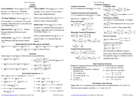 Calculus 2 Cheat Sheet