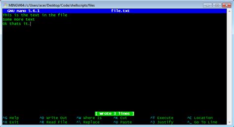 how to create a text file using the command line in linux