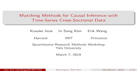 Matching Methods For Causal Inference With Time Series Cross … · 2019