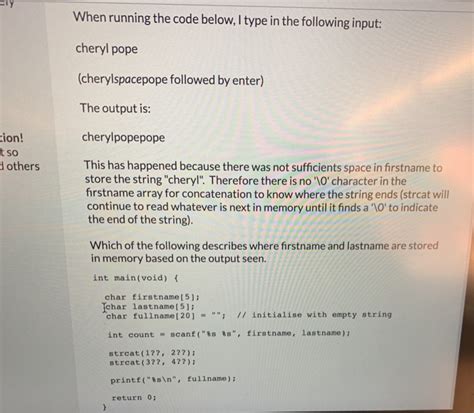 solved 1y running code type following input cheryl pope