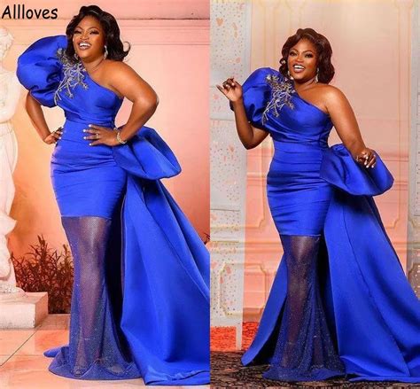 Royal Blue African Mermaid Royal Blue Occasion Dress With Puffy One