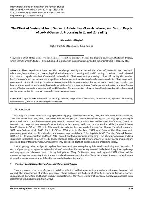 Pdf The Effect Of Sentential Load Semantic Relatedness Unrelatedness