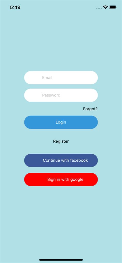 react native login with social buttons template