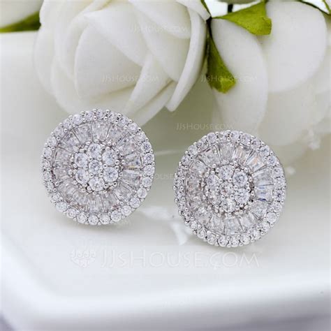 [us 16 00] Shining Copper Zircon Platinum Plated Ladies Earrings Jj