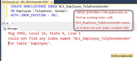 creating an index with drop existing on in sql server