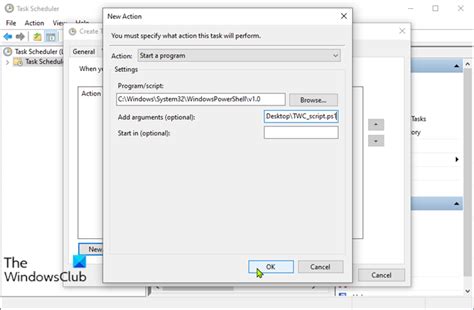 schedule powershell script using task scheduler windows 10 task script