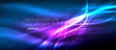 Background Neon Biru Elegan Garis Gelombang Halus Latar Belakang