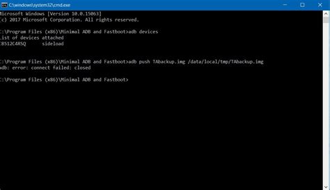 restoring ta partition error adb error connect failed closed xda