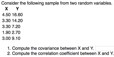 solved consider the following sample from two random