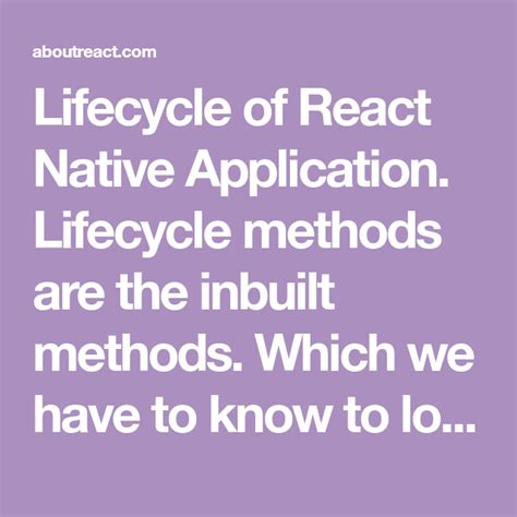 react native application lifecycle methods explained react native