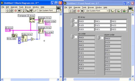 how to send 2d array into 1d array labview general lava